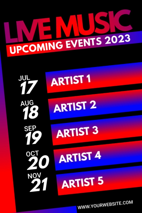 Upcoming Events Music Live Poster Template | PosterMyWall