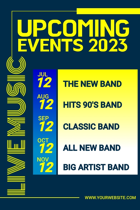Plantilla de Upcoming Events Music Live Poster | PosterMyWall