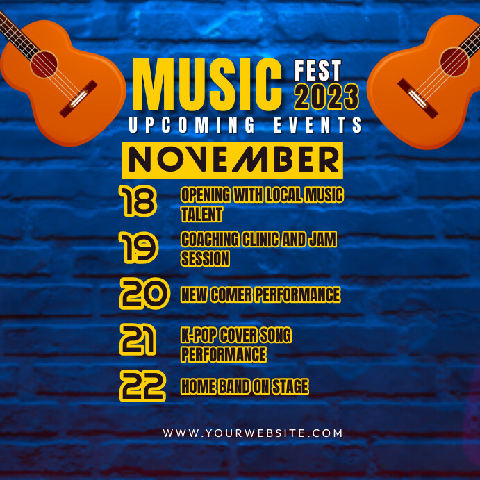 Upcoming Events Music Live Poster Template | PosterMyWall