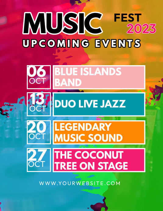 Upcoming Events Music Live Poster Template | PosterMyWall