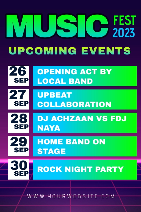 Upcoming Events Music Live Poster Template | PosterMyWall