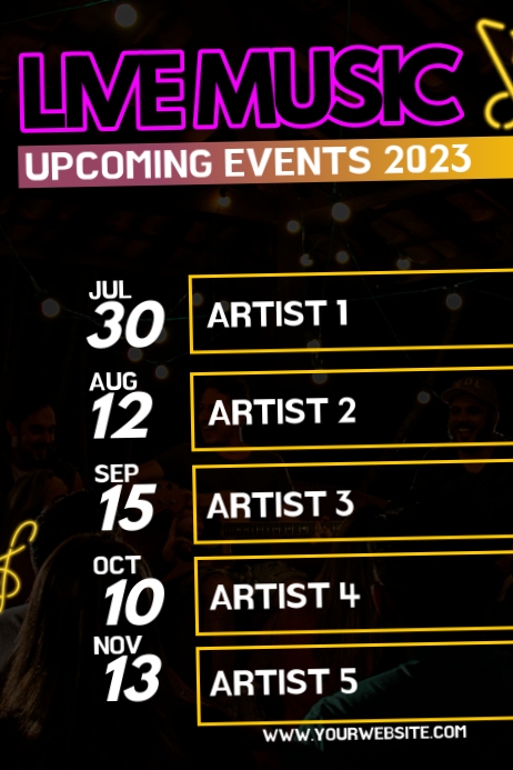 Upcoming Events Music Live Poster Template | PosterMyWall