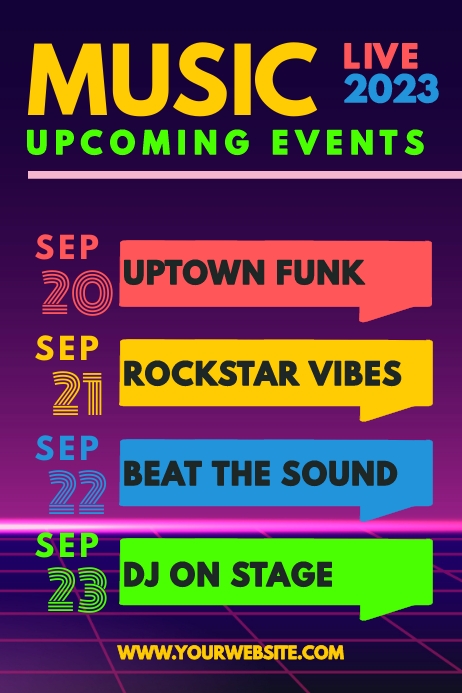 Upcoming Events Music Live Poster Template | PosterMyWall