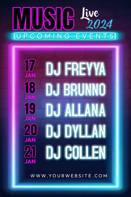Upcoming Events Music Live Poster Template | PosterMyWall
