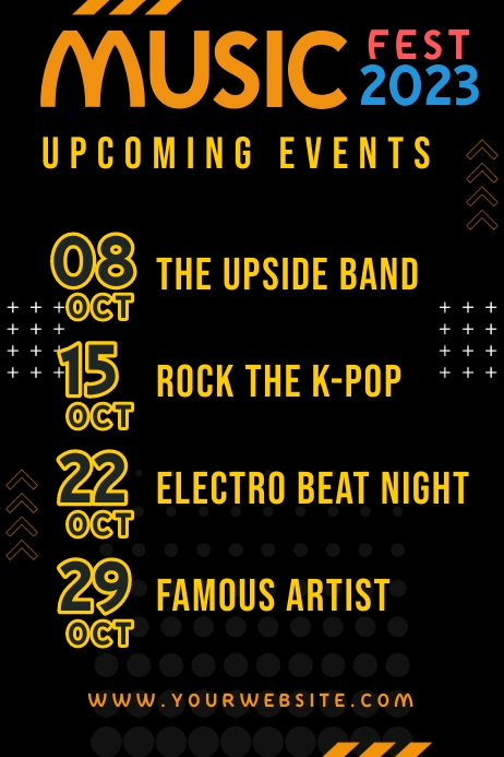 Upcoming Events Music Live Poster Modelo | PosterMyWall