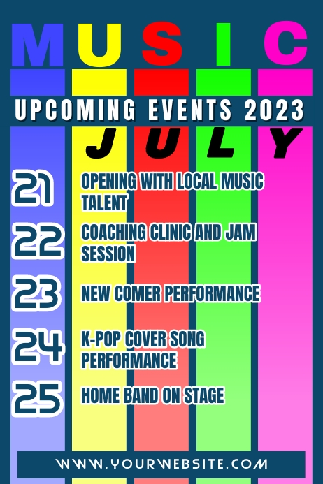 Upcoming Events Music Live Poster Template | PosterMyWall