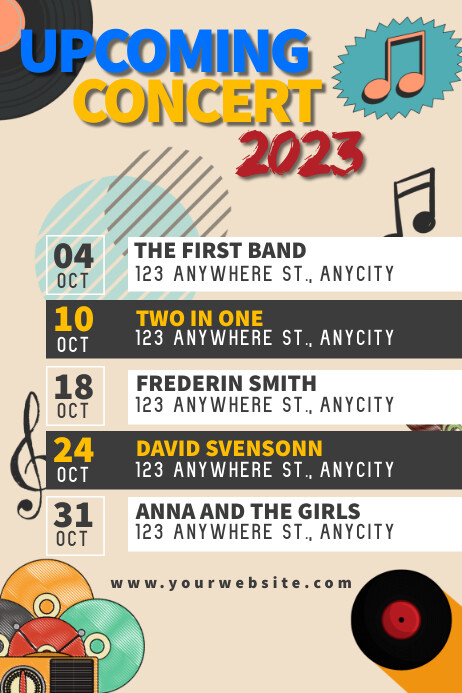 Upcoming Events Music Live Poster Template | PosterMyWall