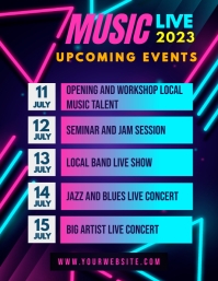 Upcoming Events Music Live Poster Template | PosterMyWall