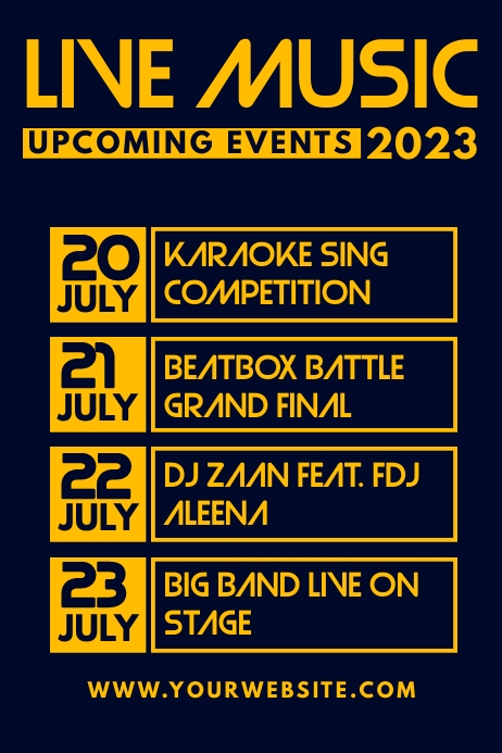 Upcoming Events Music Live Poster Template | PosterMyWall