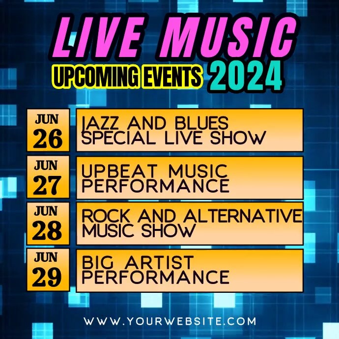 Upcoming Events Music Music Live Template | PosterMyWall