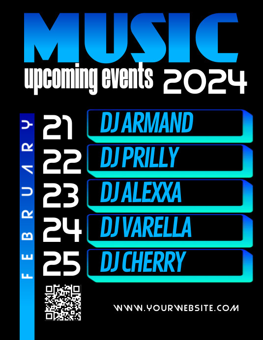 Upcoming Events Music Poster Template | PosterMyWall