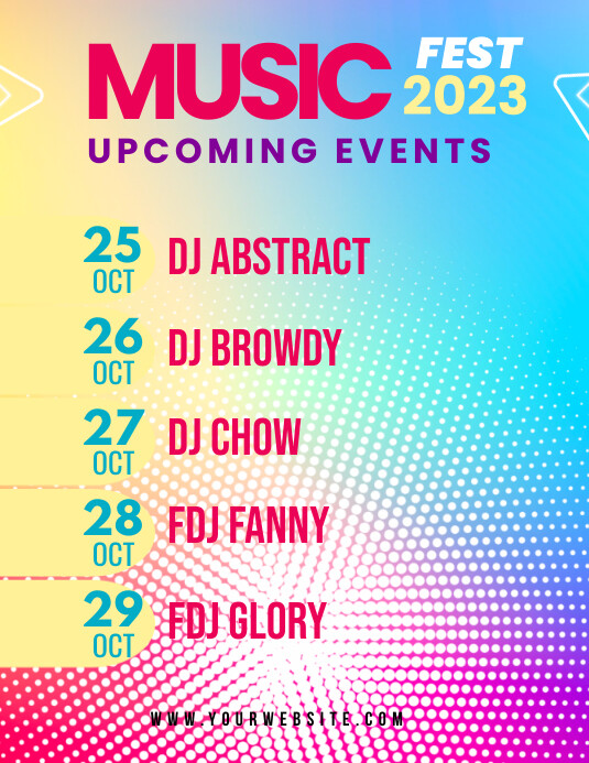 Upcoming Events Music Poster Template | PosterMyWall