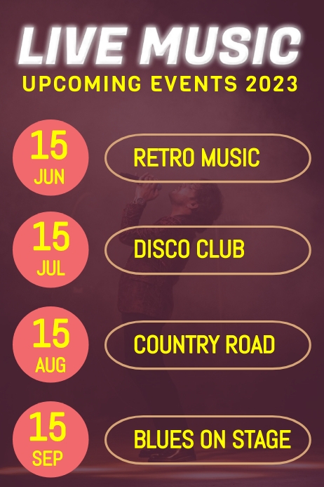 Upcoming Events Music Poster Template | PosterMyWall