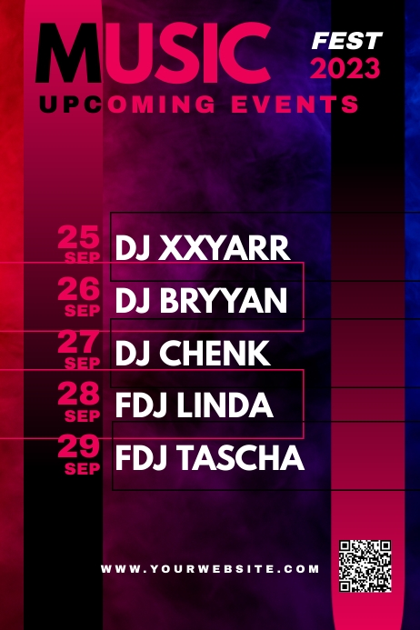 Upcoming Events Music Poster Template | PosterMyWall