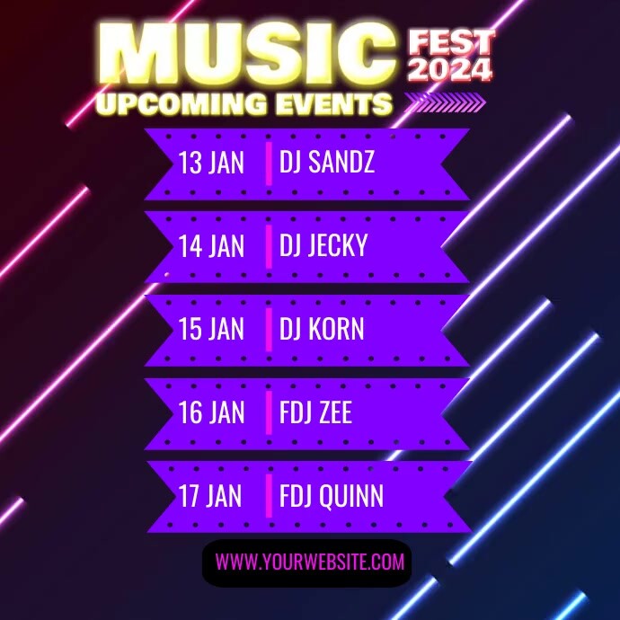 Upcoming Events Music Poster Template | PosterMyWall