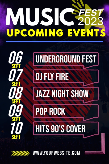 Upcoming Events Music Poster Template | PosterMyWall