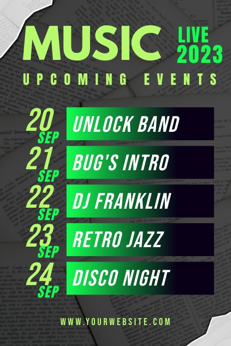 Upcoming Events Music Poster Template | PosterMyWall