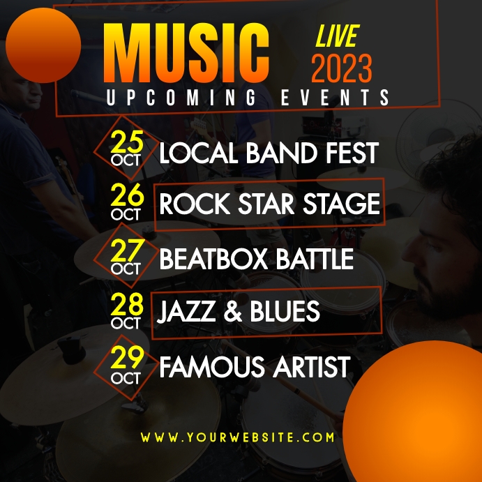 Upcoming Events Music Poster Template | PosterMyWall