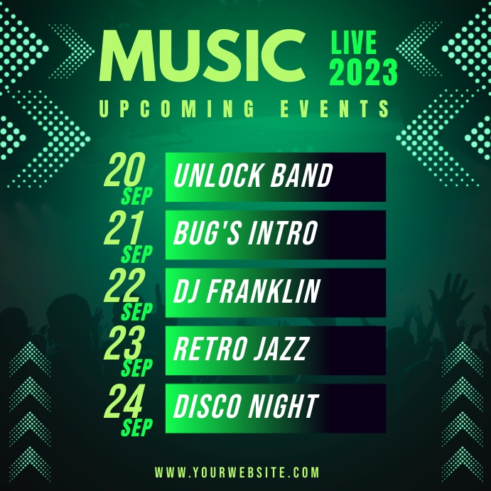 Upcoming Events Music Poster Template | PosterMyWall