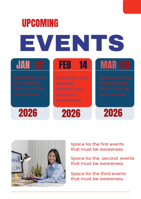 Plantilla de upcoming events of three month special flyers 2026 2027 ...