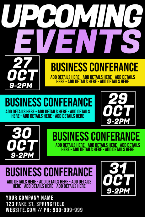Upcoming Events Poster Template | PosterMyWall