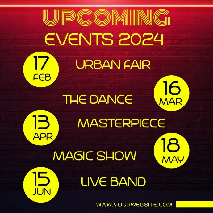 Upcoming Events Poster Templat | PosterMyWall