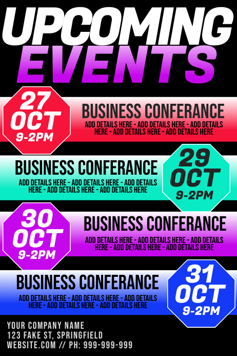 Upcoming Events Poster Template | PosterMyWall