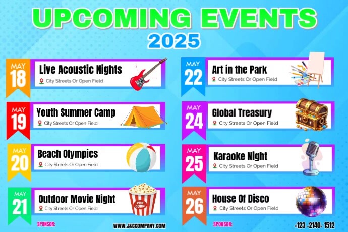 Copy of upcoming events schedule 2025 | PosterMyWall