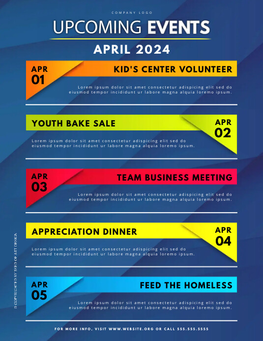 Upcoming Events Schedule Calendar Flyer Template | PosterMyWall