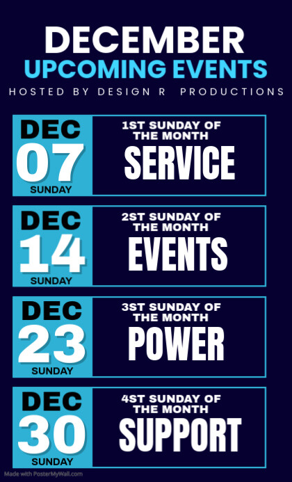 Copy of upcoming events schedule | PosterMyWall
