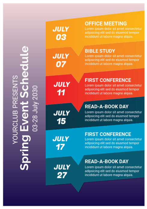 Upcoming Events Schedule flyer (2) Template | PosterMyWall