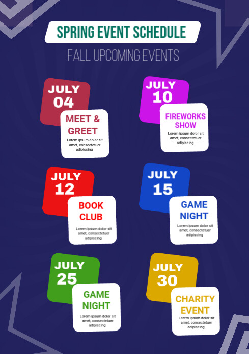 Upcoming Events Schedule flyer Template | PosterMyWall