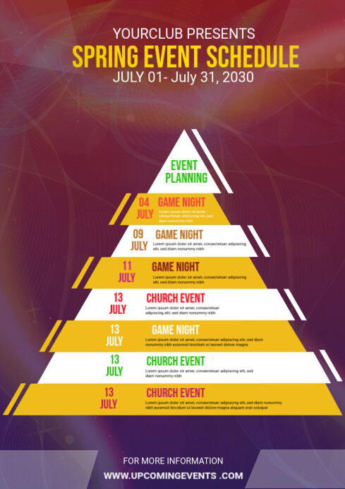 Upcoming Events Schedule flyer Template | PosterMyWall