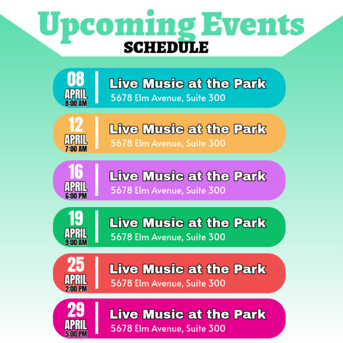 Copy of UPCOMING EVENTS SCHEDULE POSTER | PosterMyWall