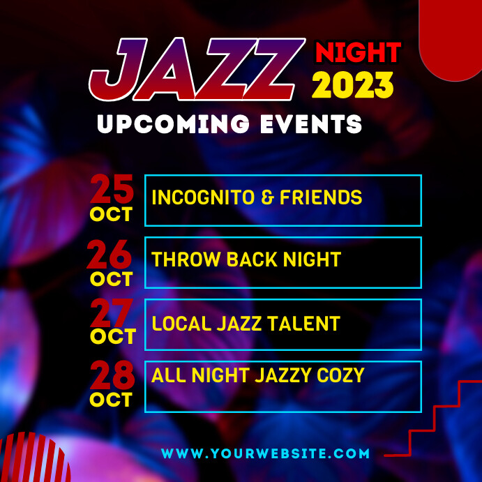 Upcoming Jazz Events Instagram Post Template | PosterMyWall