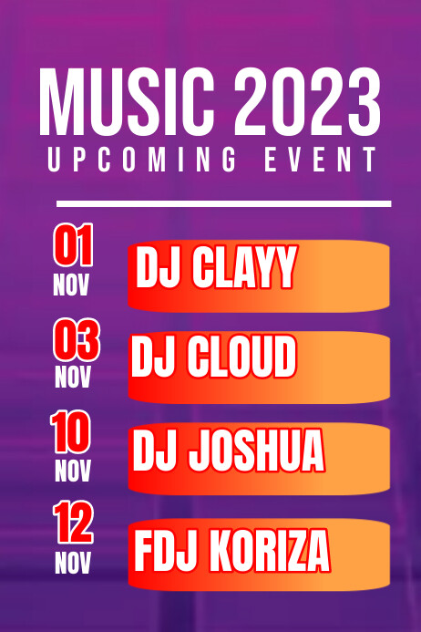 Upcoming Music Events Template | PosterMyWall