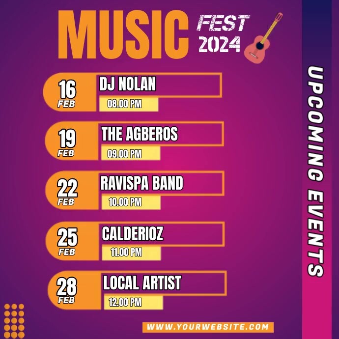 Upcoming Music Events Template | PosterMyWall