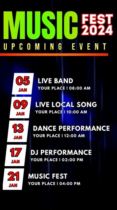 Upcoming Music Events Template | PosterMyWall