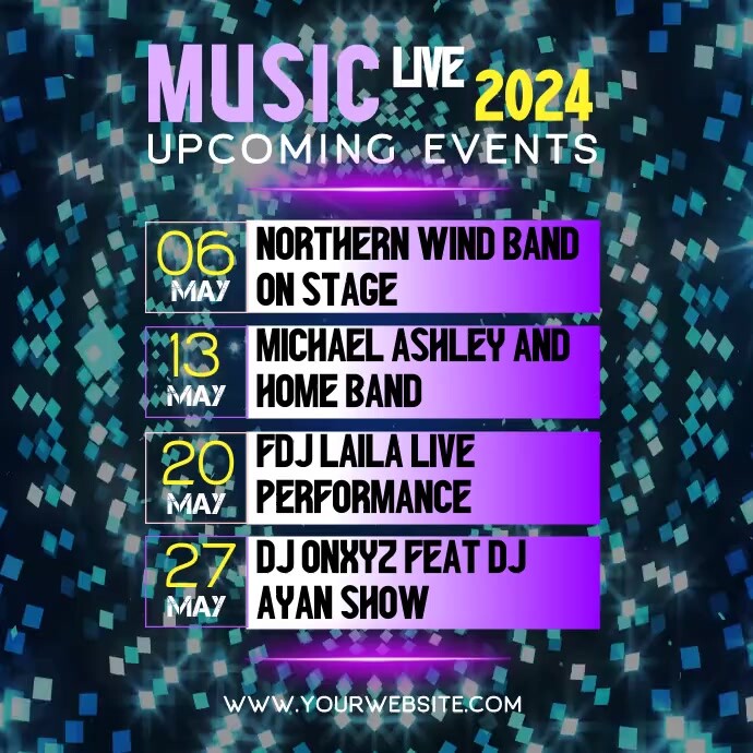 Upcoming Music Events Template | PosterMyWall