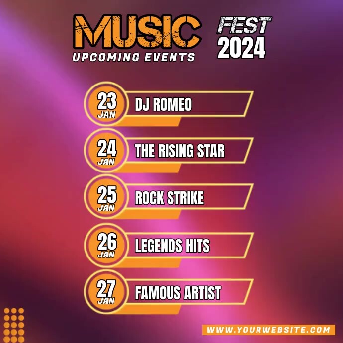 Upcoming Music Events Template | PosterMyWall