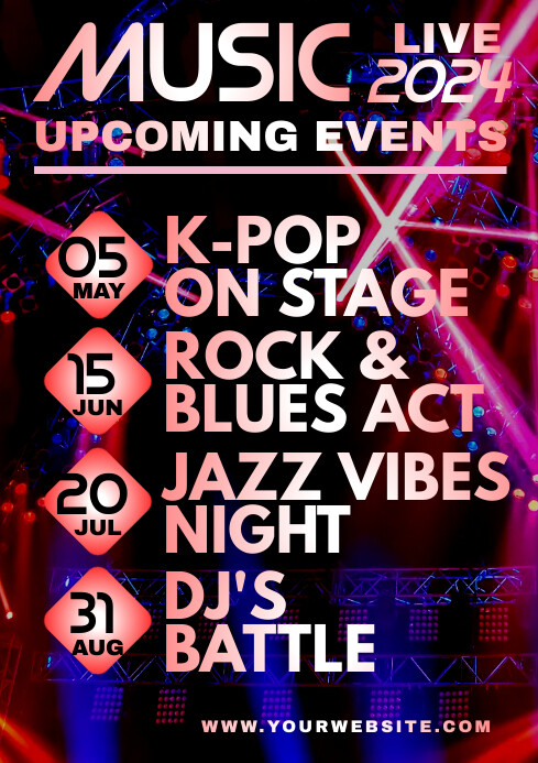 Upcoming Music Events Template | PosterMyWall