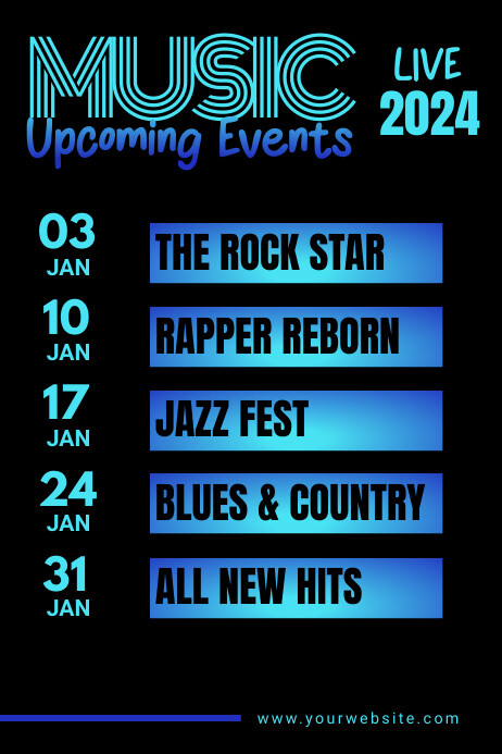 Plantilla de Upcoming Music Events | PosterMyWall