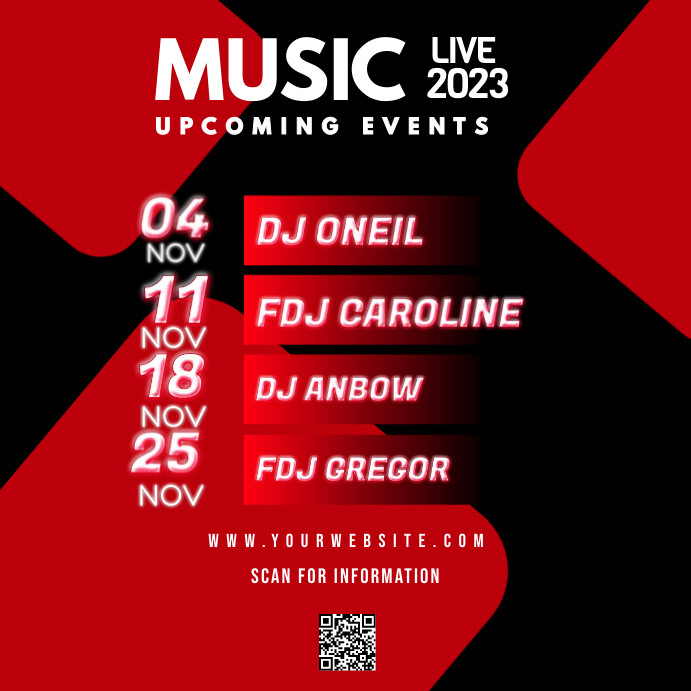 Upcoming Music Events Instagram Template | PosterMyWall