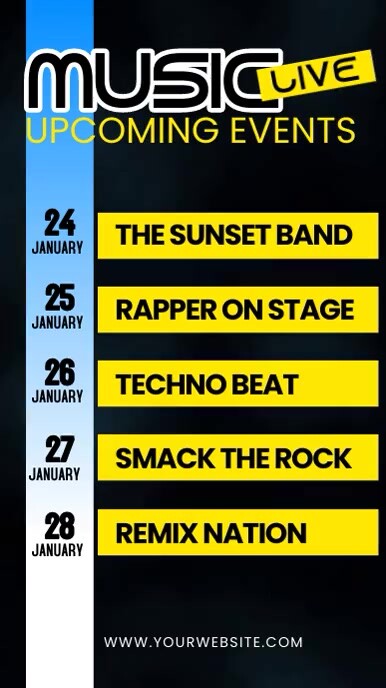 Upcoming Music Events Instagram Template | PosterMyWall