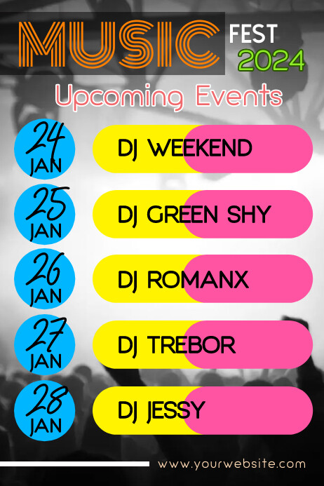 Upcoming Music Events Poster Template | PosterMyWall