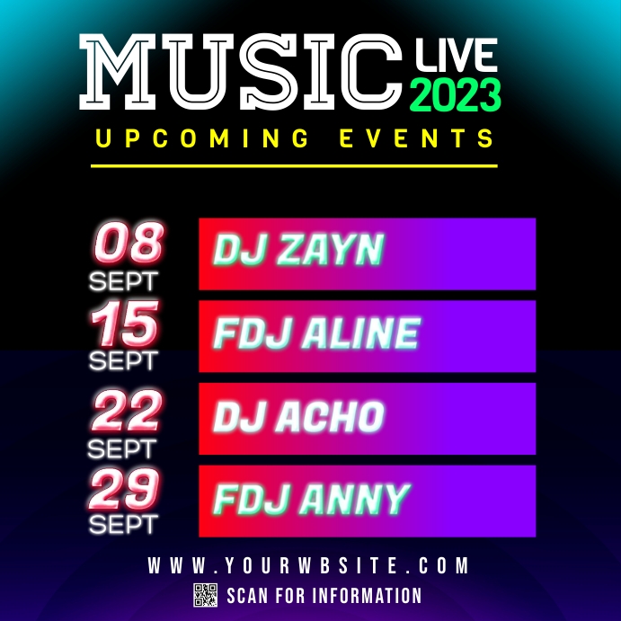 Upcoming Music Events Poster Template | PosterMyWall