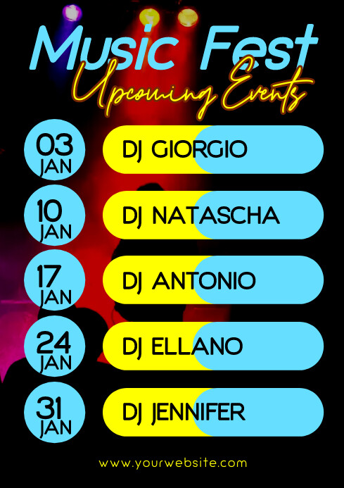 Upcoming Music Events Poster Template | PosterMyWall