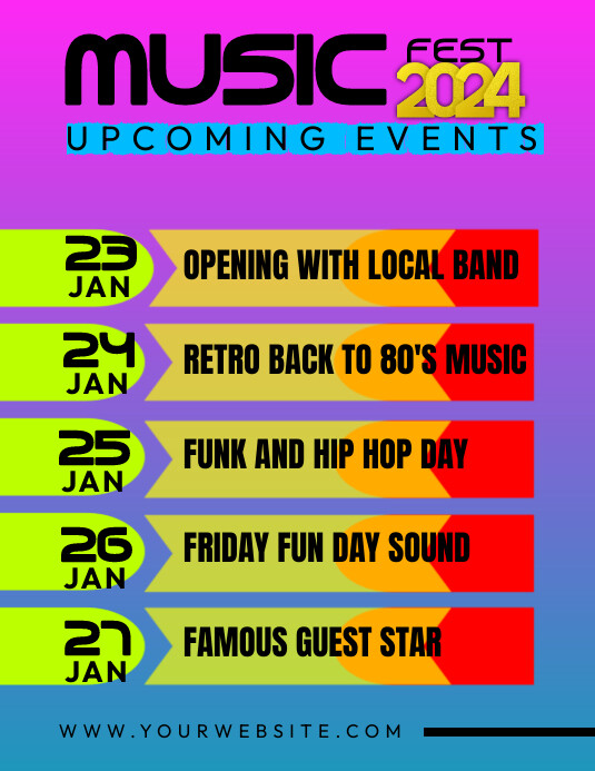 Upcoming Music Events Poster Template | PosterMyWall