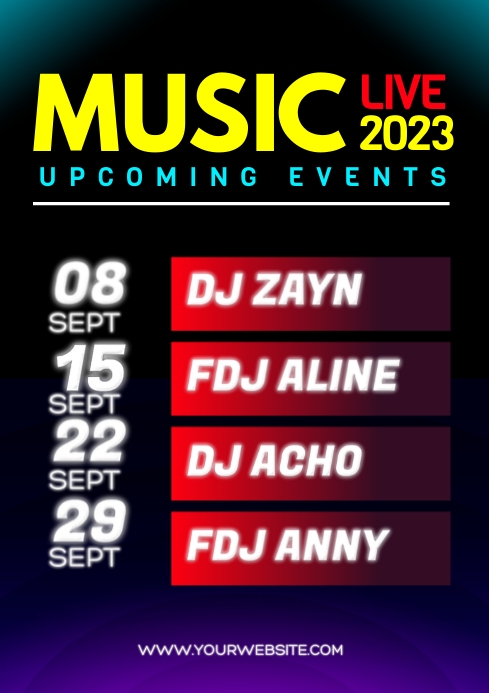 Upcoming Music Events Poster Template | PosterMyWall