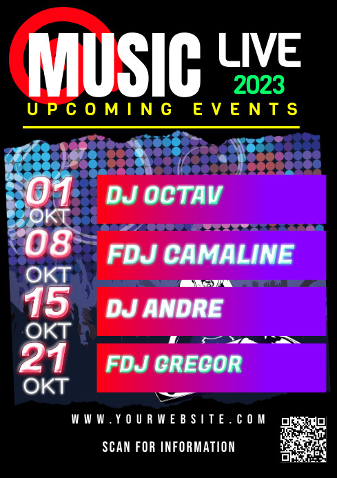 Upcoming Music Events Poster Template | PosterMyWall